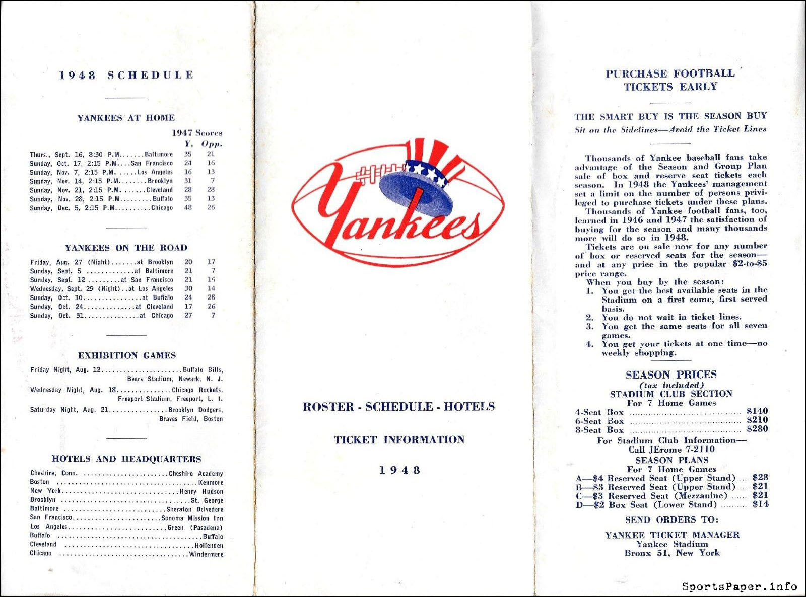 On Schedule: 1948 New York Yankees (AAFC) – SportsPaper.info – The Blog