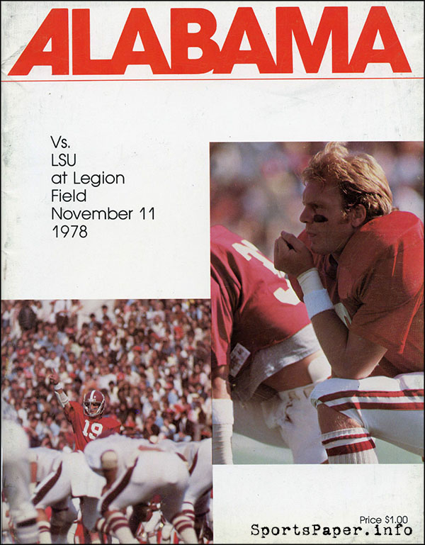 College Football Program: Alabama Crimson Tide vs. LSU Tigers (November ...