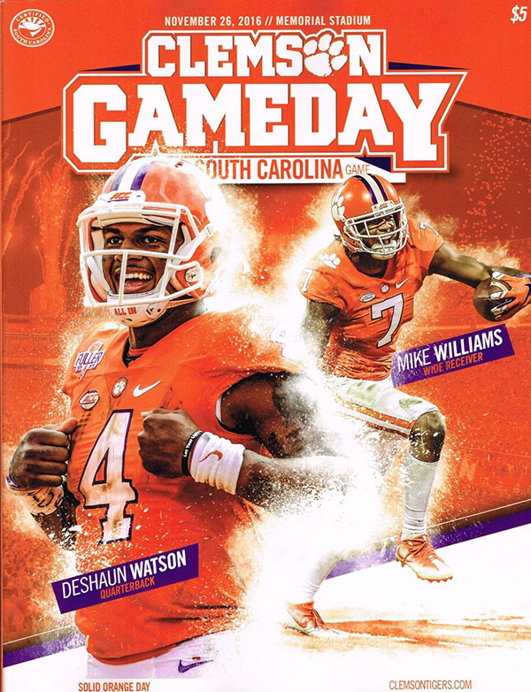 College Football Program: Clemson Tigers vs. South Carolina Gamecocks ...