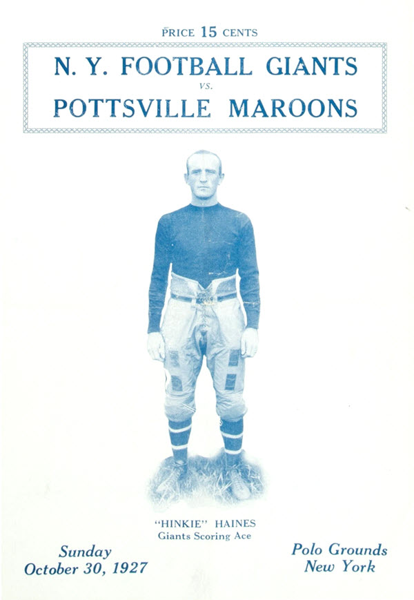 NFL Program: New York Giants vs. Pottsville Maroons (October 30, 1927 ...