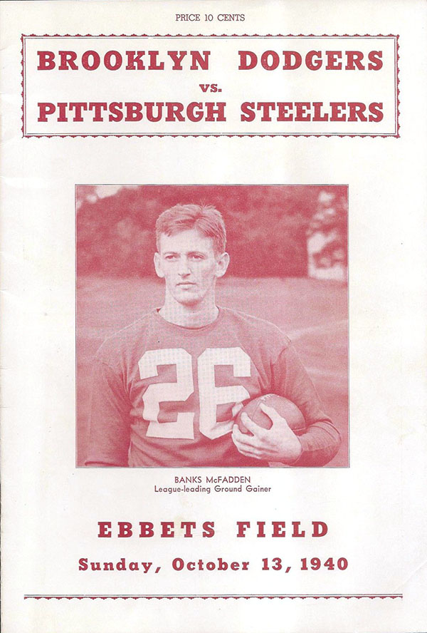 NFL Program: Brooklyn Dodgers vs. Pittsburgh Steelers (October 13, 1940 ...