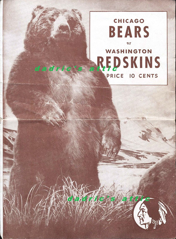 NFL Program: Washington Redskins vs. Chicago Bears (September 10, 1944 ...