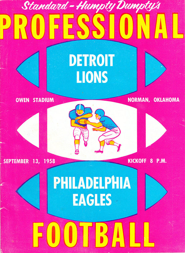 NFL Program: Philadelphia Eagles vs. Detroit Lions (September 13, 1958 ...