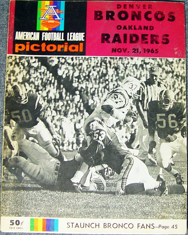 AFL Program: Denver Broncos vs. Oakland Raiders (November 21, 1965 ...