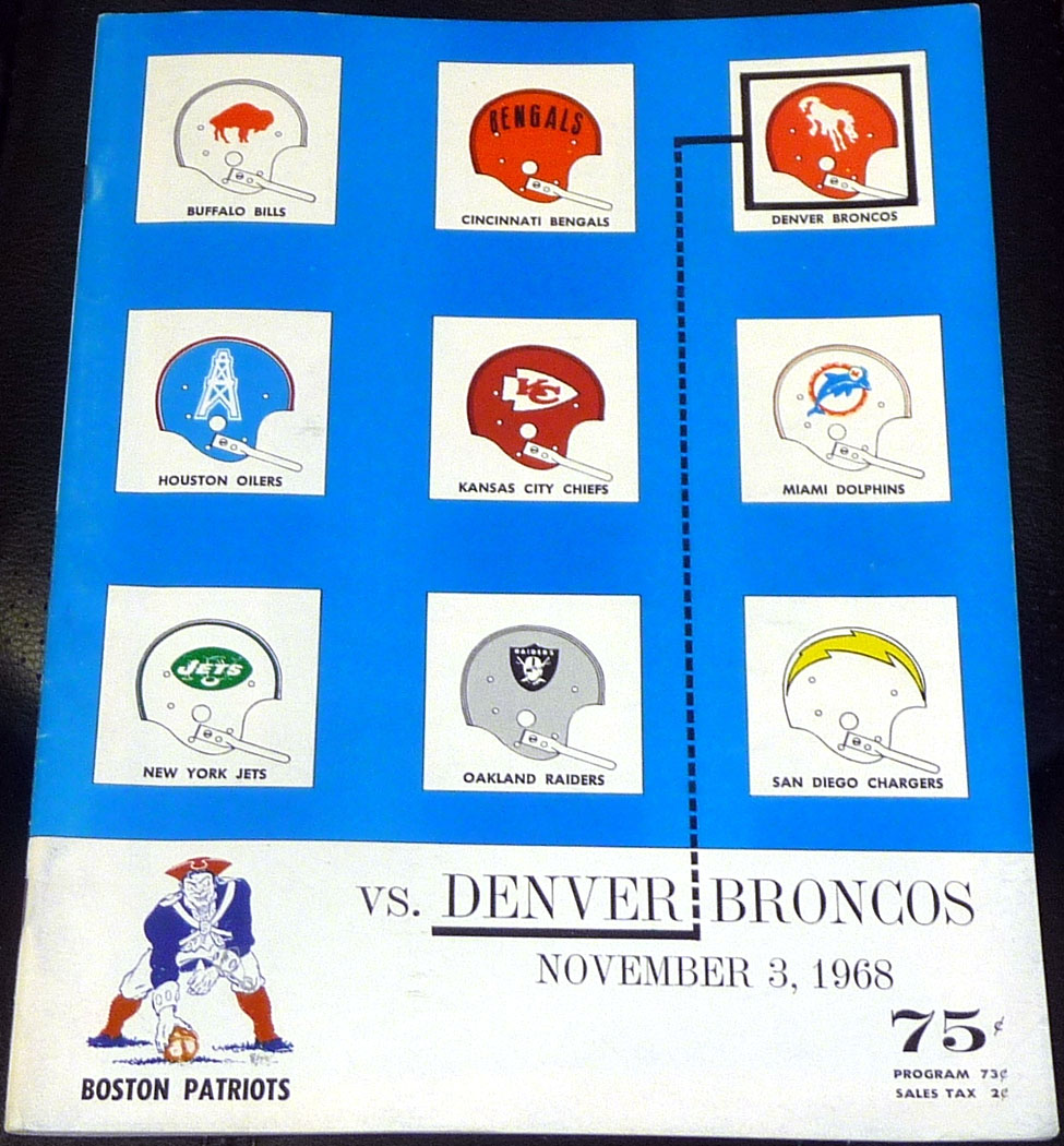AFL Program: Boston Patriots vs. Denver Broncos (November 3, 1968 ...