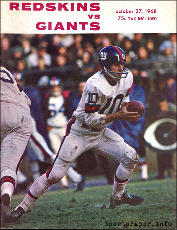 NFL Program: Washington Redskins vs. New York Giants (October 27, 1968 ...
