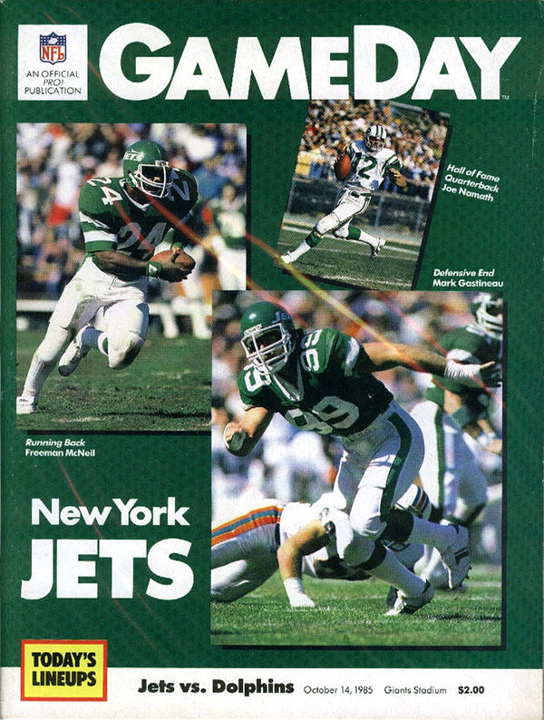 NFL Program: New York Jets vs. Miami Dolphins (October 14, 1985 ...