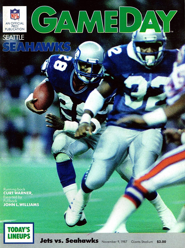 NFL Program: New York Jets vs. Seattle Seahawks (November 9, 1987 ...