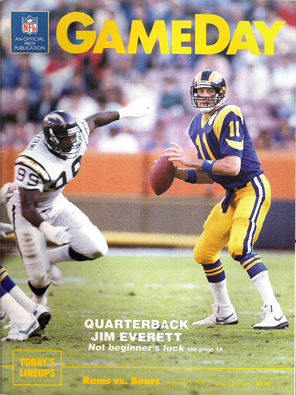 NFL Program: Los Angeles Rams vs. Chicago Bears (December 5, 1988 ...