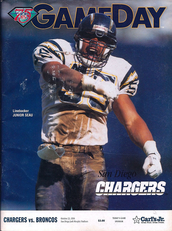 NFL Program: San Diego Chargers vs. Denver Broncos (October 23, 1994 ...
